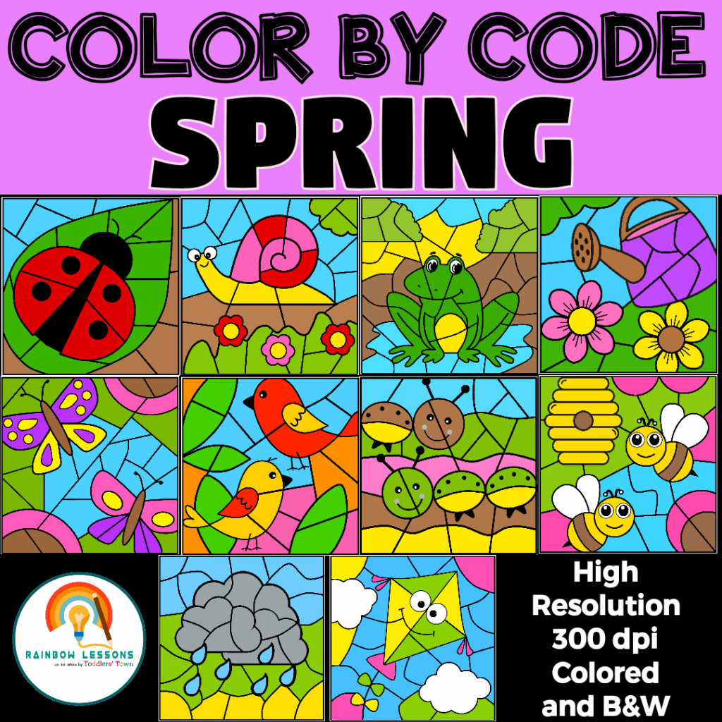 Spring Color By Number Clip art | Spring Clipart - Made By Teachers
