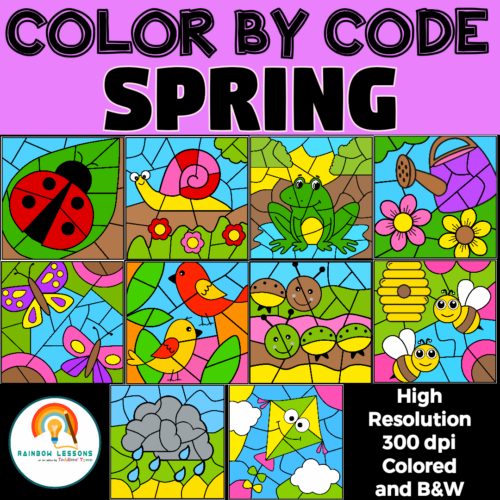 Spring Color By Number Clip art | Spring Clipart - Made By Teachers