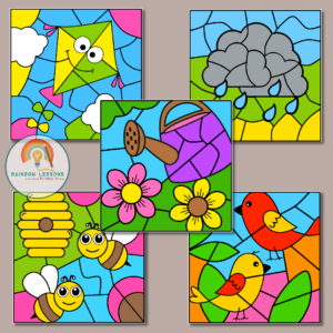 Spring Color By Number Clip art | Spring Clipart - Made By Teachers