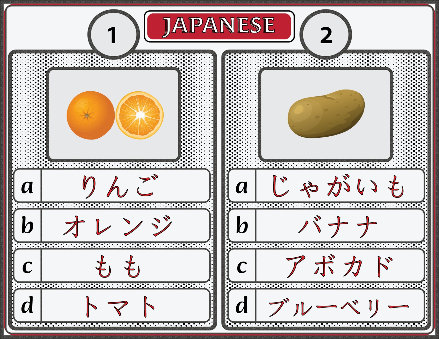 Japanese Task Cards – Fruits and Vegetables (Hiragana/Katakana) - Made ...