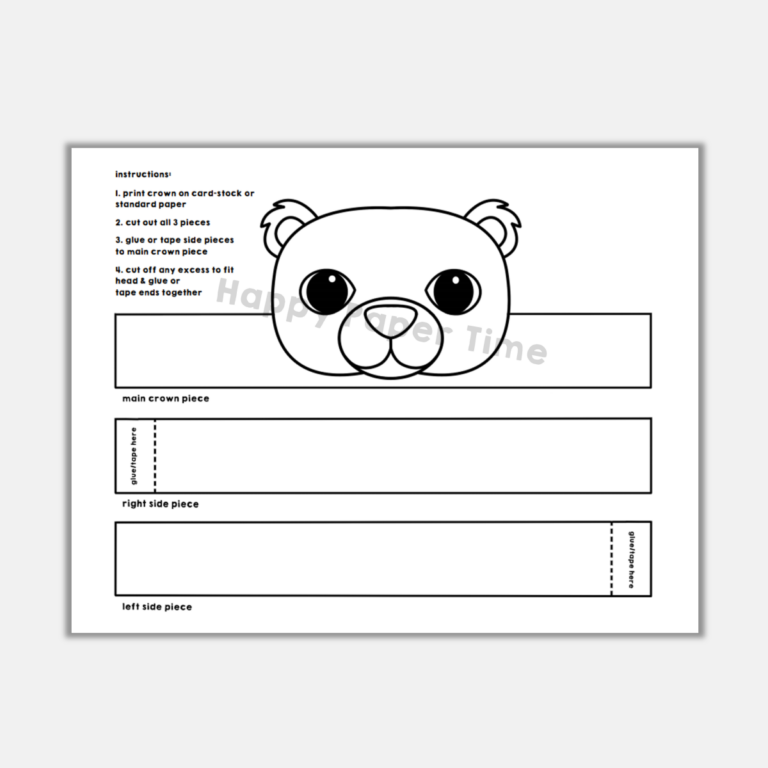 Polar Bear Paper Crown Printable Coloring Craft - Made By Teachers
