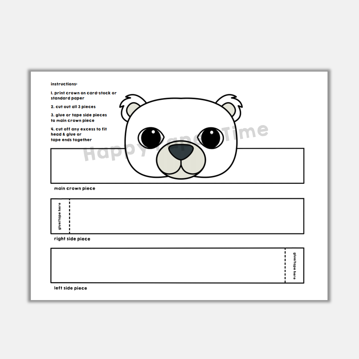 Polar Bear Paper Crown Printable Costume Craft | Made By Teachers