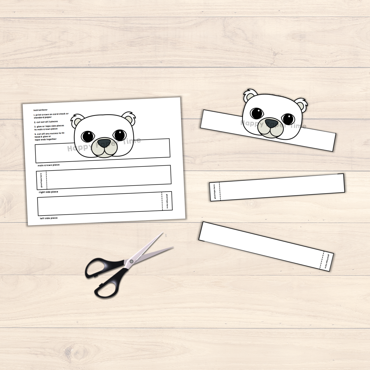 Polar Bear Paper Crown Printable Costume Craft | Made By Teachers