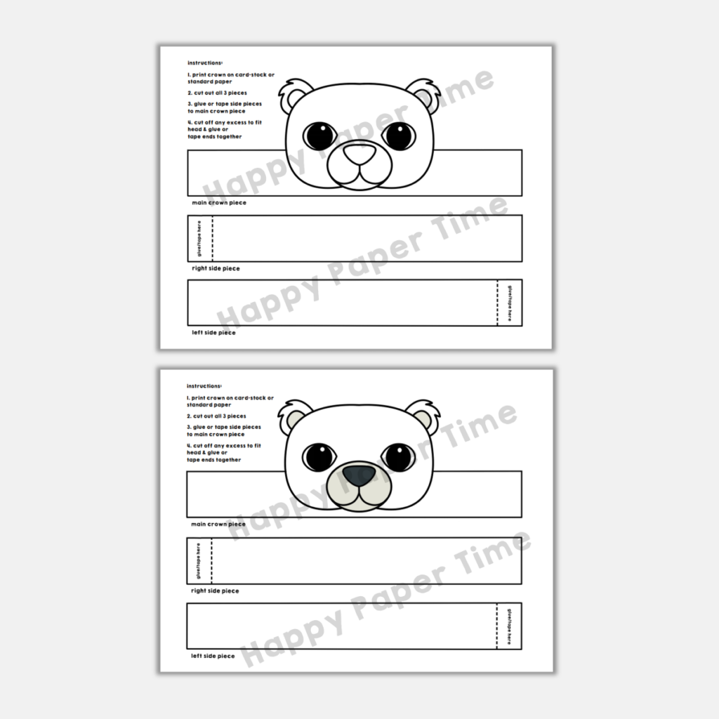 Polar Bear Paper Crowns Printable Coloring Craft | Made By Teachers