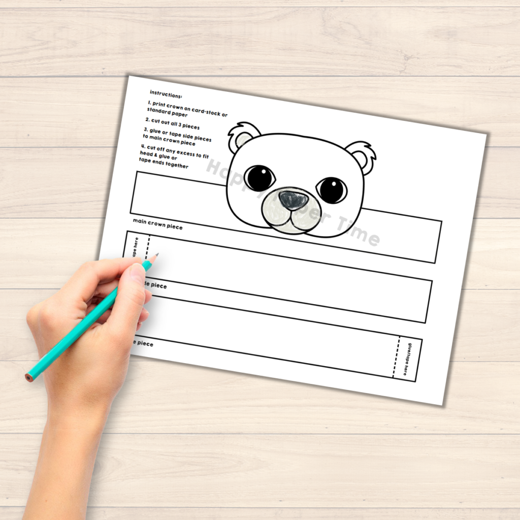 Polar Bear Paper Crowns Printable Coloring Craft | Made By Teachers