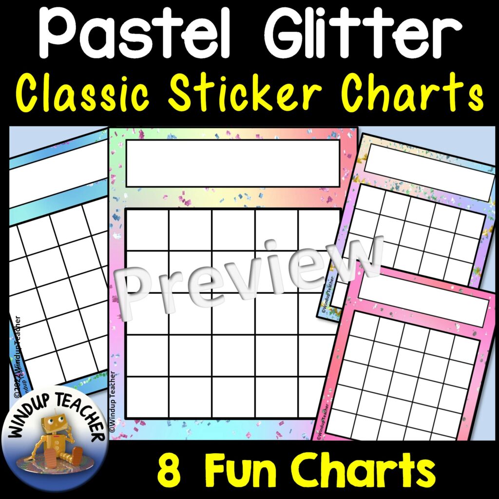 Pastel Glitter Classic Sticker Charts | Made By Teachers