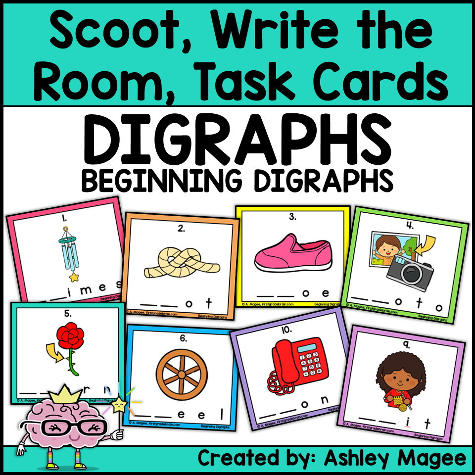 Phonics Scoot Digraphs Scoot Write the Room Task Cards Center Game ...