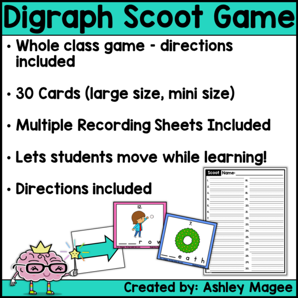 Phonics Scoot Beginning Digraphs Scoot Write the Room Task Cards Center ...