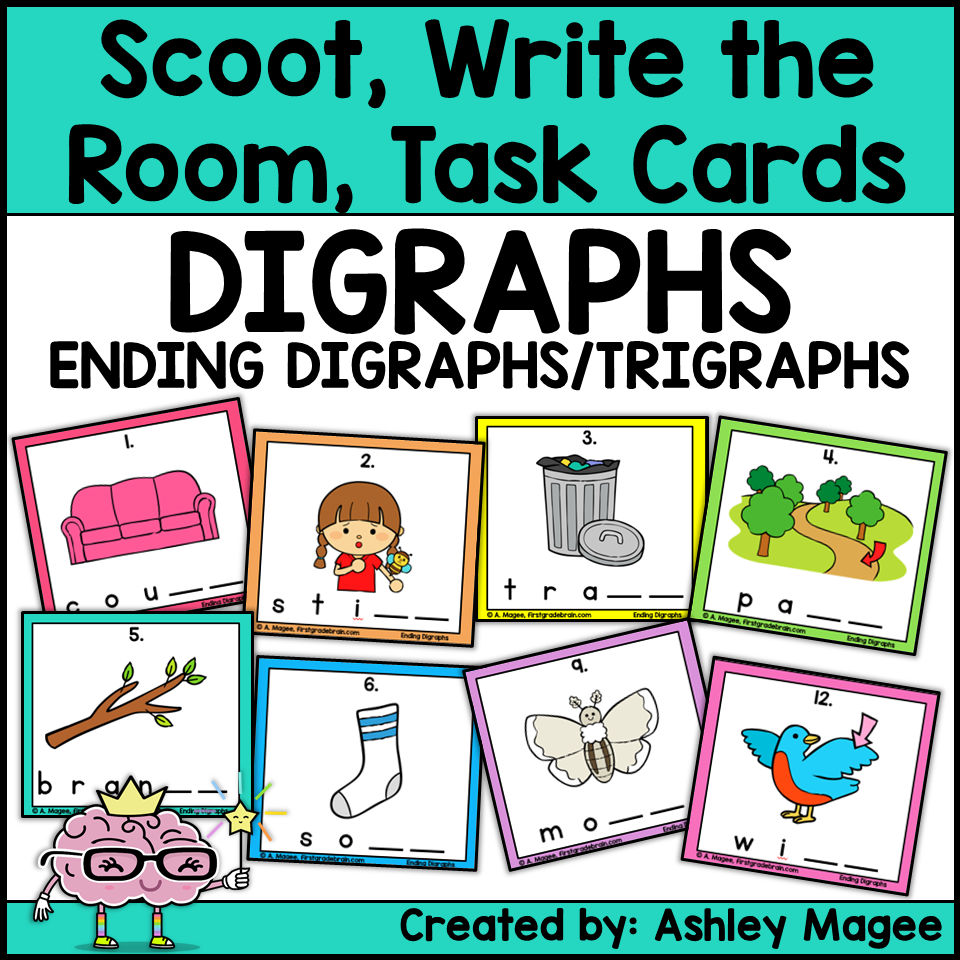 Phonics Scoot Ending Digraphs Trigraphs Scoot Write the Room Task Cards ...