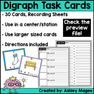 Phonics Scoot Ending Digraphs Trigraphs Scoot Write the Room Task Cards ...