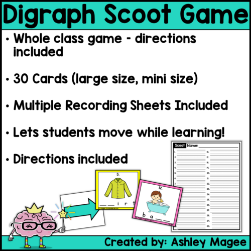 Phonics Scoot Digraphs Scoot Write the Room Task Cards Center Game ...
