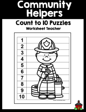 Community Helpers Count to 10 B&W Puzzles | Made By Teachers