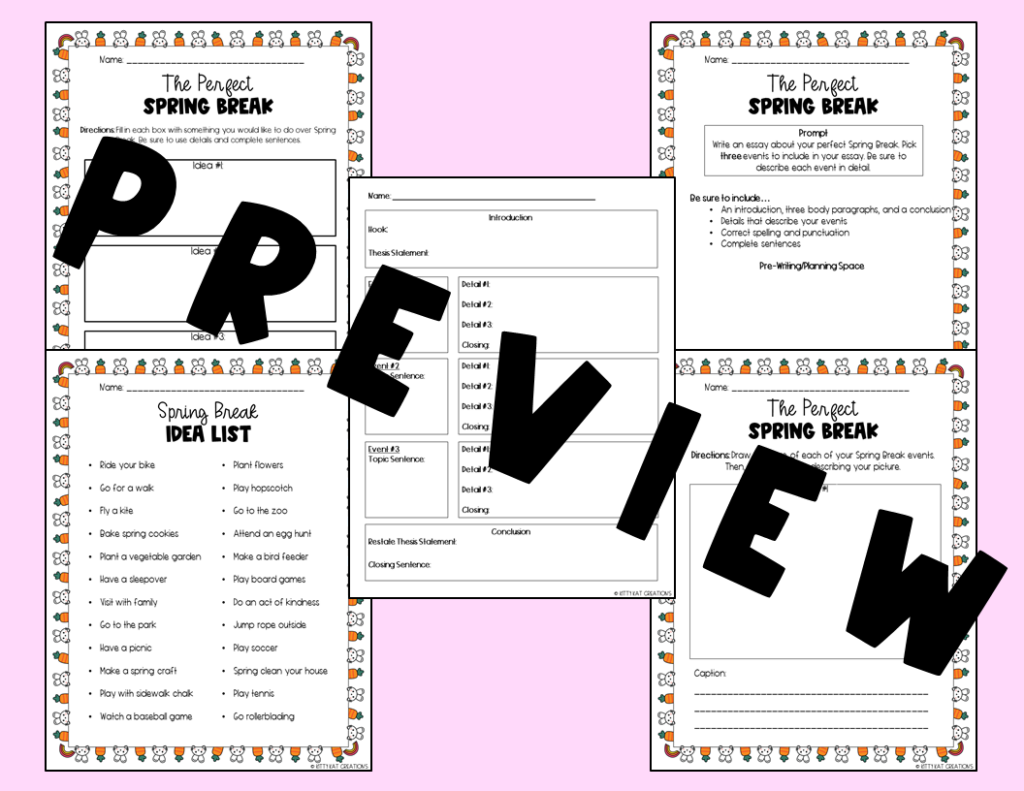 The Perfect Spring Break 5 Paragraph Essay Project - Made By Teachers