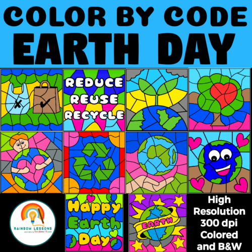 Earth Day Color By Code Clipart | Earth Day Coloring | Earth Day ...