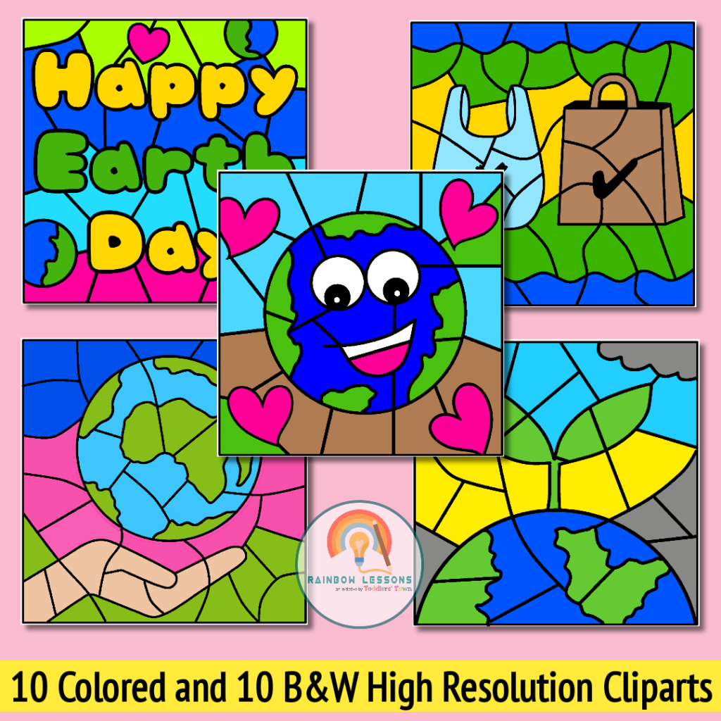 Earth Day Color By Code Clipart | Earth Day Coloring | Earth Day ...