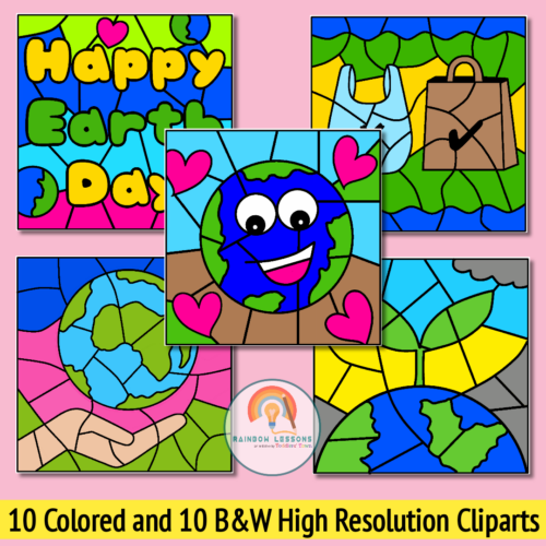 Earth Day Color By Code Clipart | Earth Day Coloring | Earth Day ...