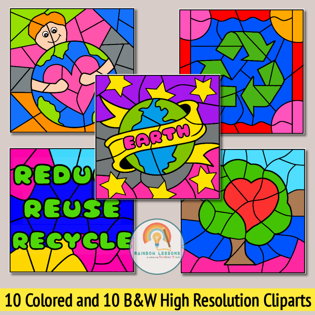 Earth Day Color By Code Clipart | Earth Day Coloring | Earth Day ...