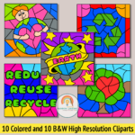 Earth Day Color By Code Clipart | Earth Day Coloring | Earth Day ...