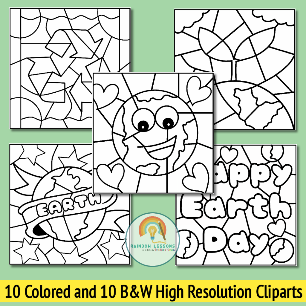 Earth Day Color By Code Clipart | Earth Day Coloring | Earth Day ...