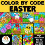 Easter Color By Number Clipart | Color by Code Easter Clipart | Easter ...