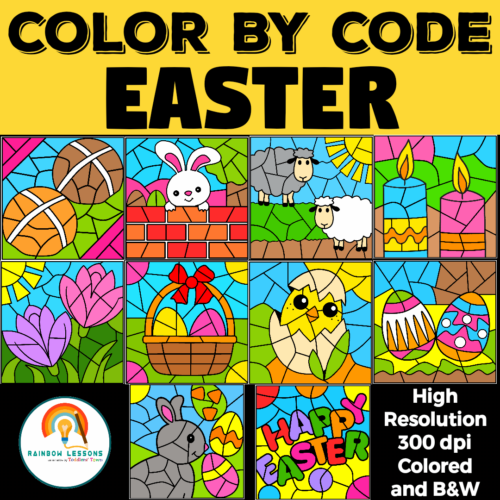 Easter Color By Number Clipart | Color by Code Easter Clipart | Easter ...