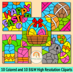 Easter Color By Number Clipart | Color by Code Easter Clipart | Easter ...