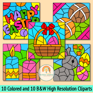 Easter Color By Number Clipart | Color by Code Easter Clipart | Easter ...