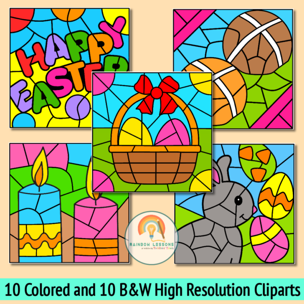 Easter Color By Number Clipart | Color by Code Easter Clipart | Easter ...