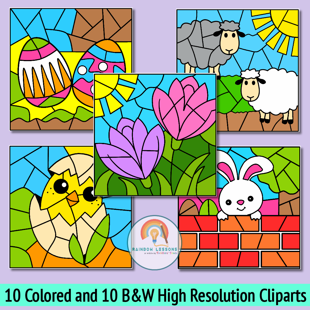 Easter Color By Number Clipart | Color by Code Easter Clipart | Easter ...