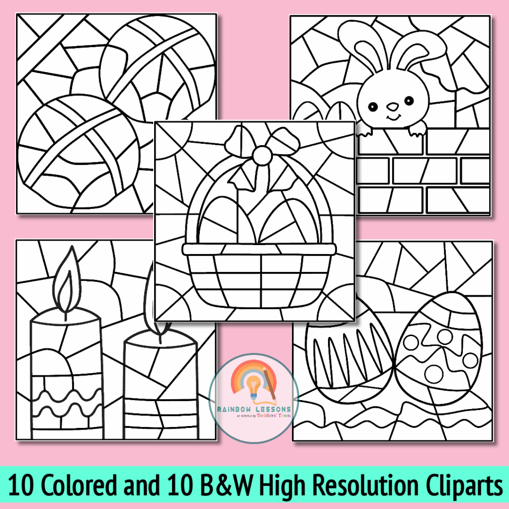 Easter Color By Number Clipart | Color by Code Easter Clipart | Easter ...