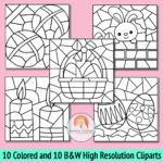 Easter Color By Number Clipart | Color by Code Easter Clipart | Easter ...