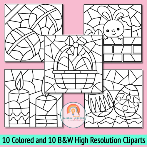 Easter Color By Number Clipart | Color by Code Easter Clipart | Easter ...