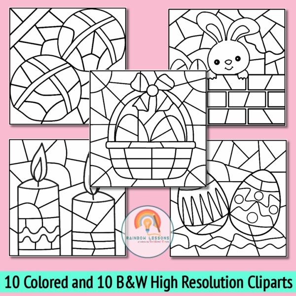 Easter Color By Number Clipart | Color by Code Easter Clipart | Easter ...