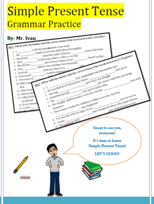 Simple Present Tense for Power Point Slides and PDF Worksheets - Made ...