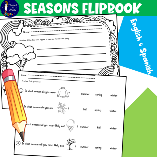 Seasons Flipbook English and Spanish - Made By Teachers