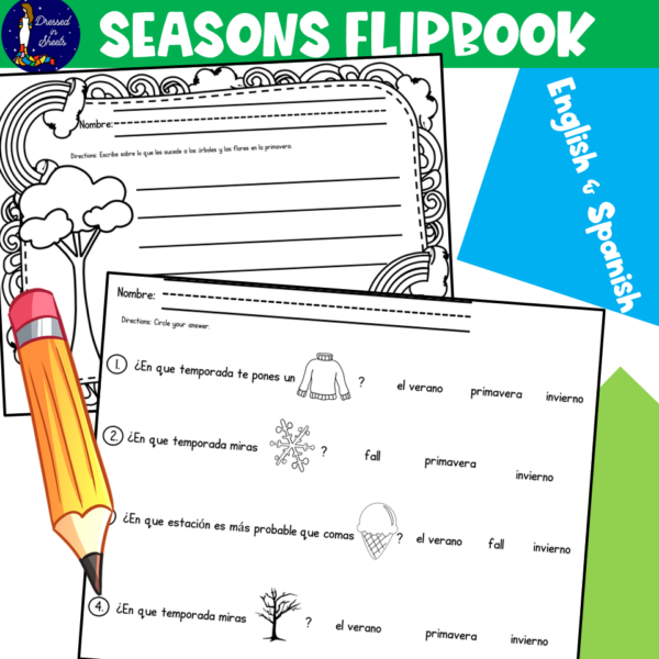 Seasons Flipbook English and Spanish - Made By Teachers