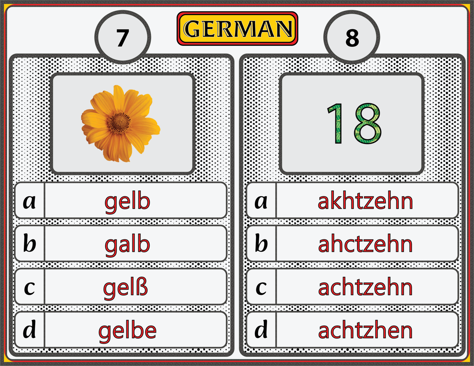 German Task Cards - Numbers and Colors - Made By Teachers