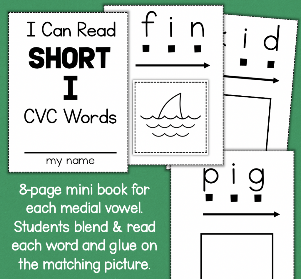 Blending CVC Words with Short Vowel Sounds Mini Books & Activities ...