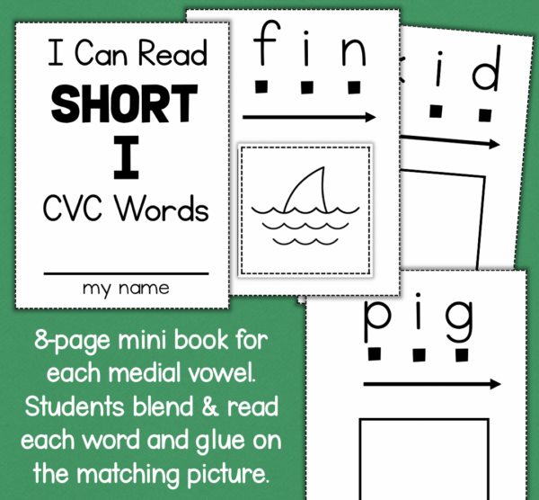 Blending CVC Words with Short Vowel Sounds Mini Books & Activities ...