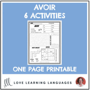 French Verb Avoir Worksheet - 6 Activities - One Page Printable | Made ...