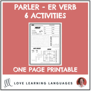 French Verb Parler Worksheet - 6 Activities - One Page Printable | Made ...