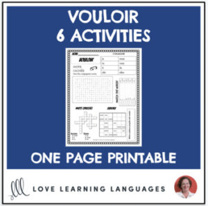 French Verb Vouloir Worksheet - 6 Activities - One Page Printable ...