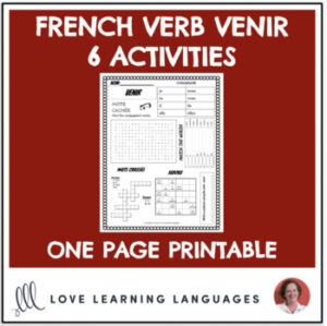 French Verb Venir Worksheet - 6 Activities - One Page Printable - Made ...