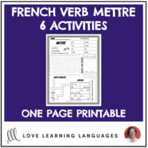French Verb Mettre Worksheet - 6 Activities - One Page Printable | Made ...