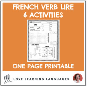 French Verb Lire Worksheet - 6 Activities - One Page Printable - Made ...