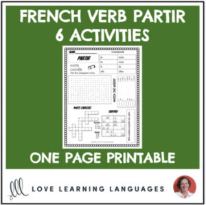 French Verb Partir Worksheet - 6 Activities - One Page Printable - Made ...