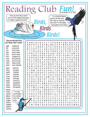 Billions of Birds – Printable Puzzles - Activity Set + Two Word ...