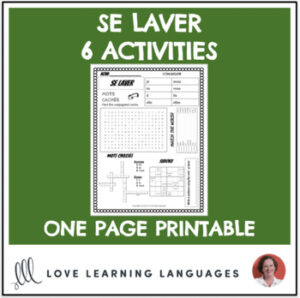 French Reflexive Verb Se Laver Worksheet - 6 Activities - One Page ...