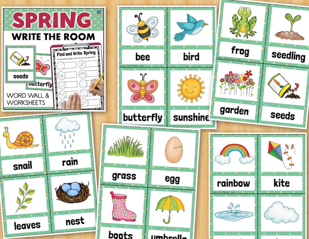 Spring Write the Room + Vocabulary Word Wall Cards | Made By Teachers