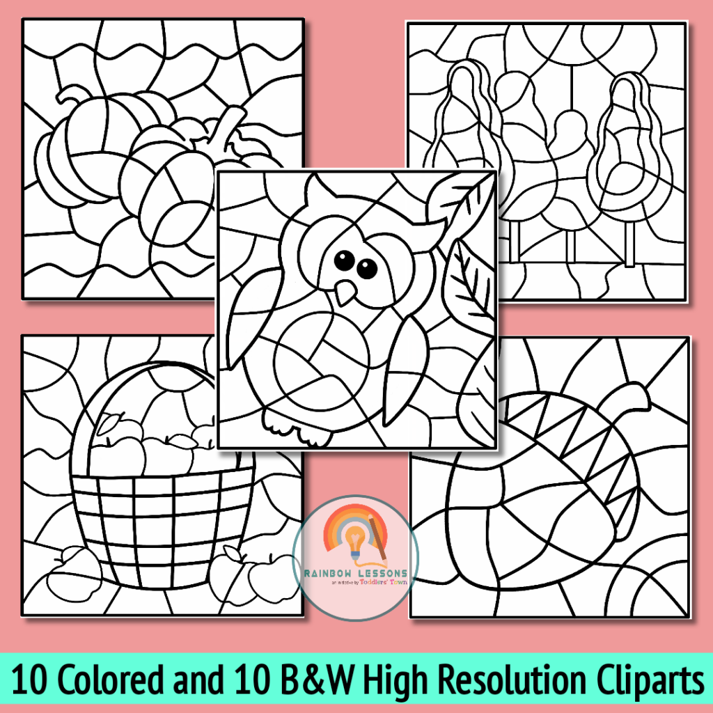 Autumn Color By Number Clipart | Color by Code Fall ClipArt | Fall ...